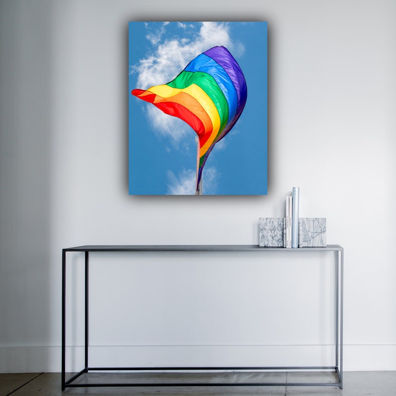 Chicago Pride Flag Waving Photography Art Photo Blue Sky Colorful Scene Print Lgbtq Lesbian Gay ...