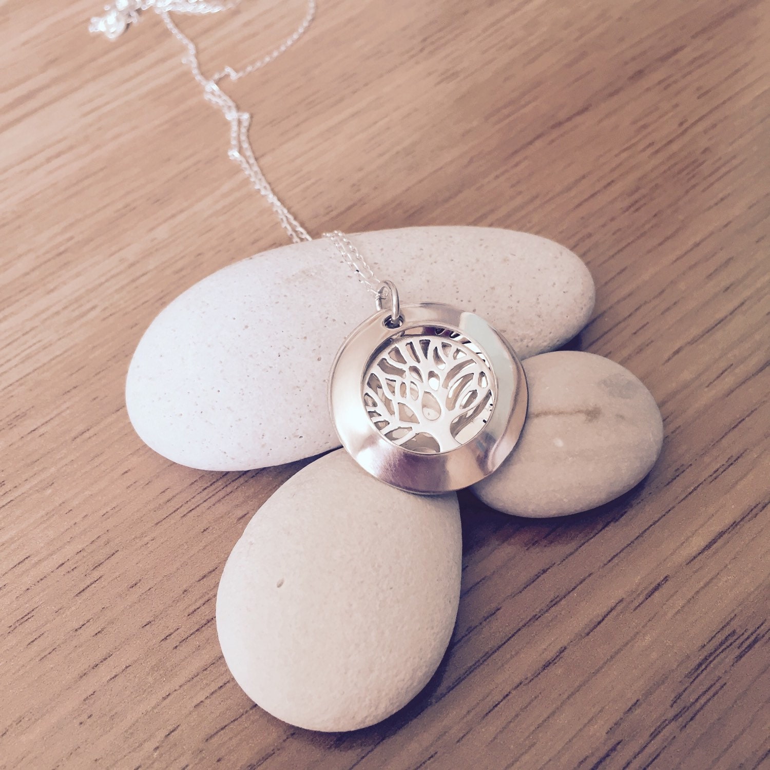 Sterling Silver Tree of Life Locket Necklace Personalised Hand | Etsy