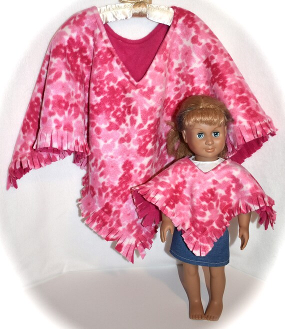 Matching Reversible Fleece Poncho Set for a Girl and American - Etsy