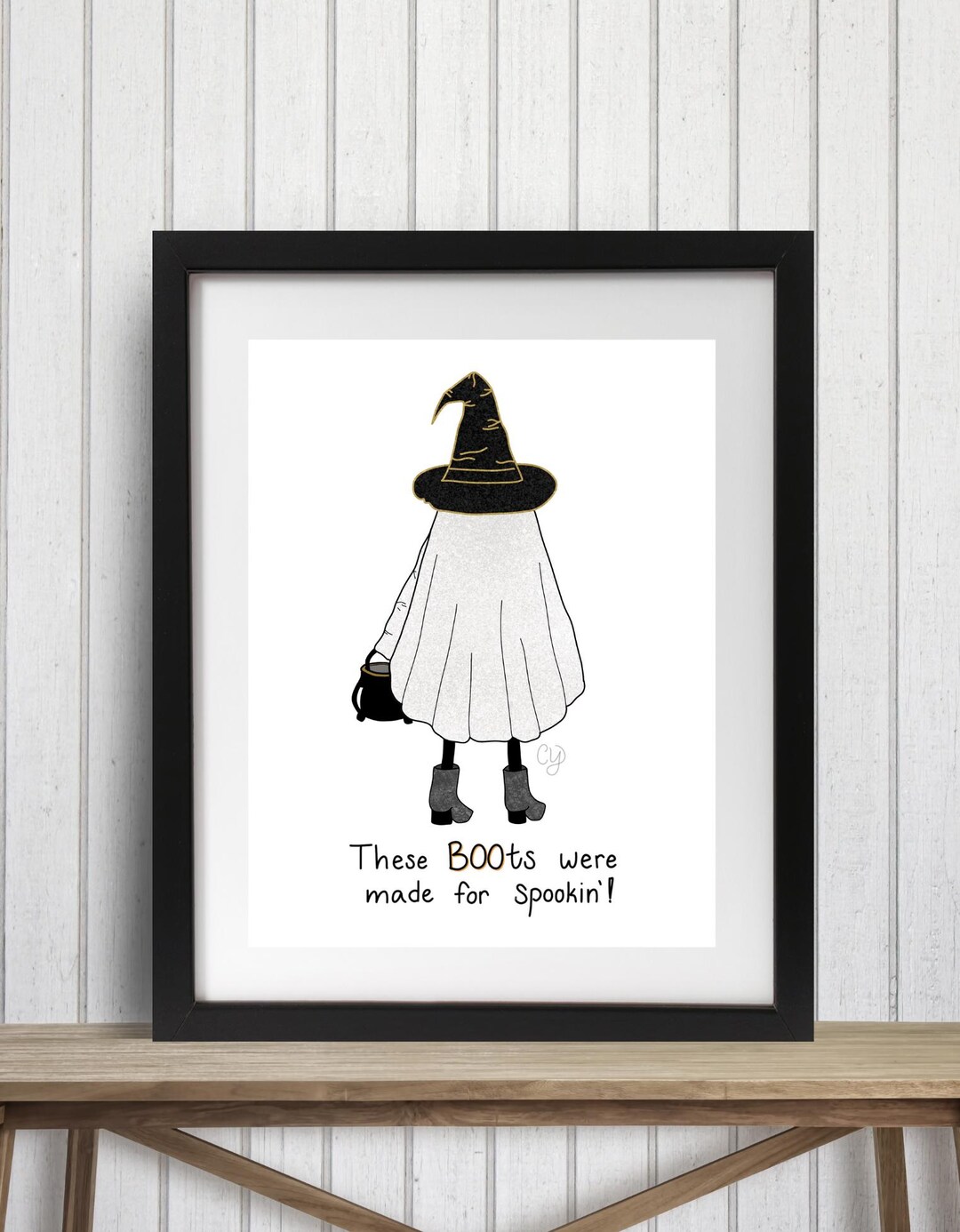 Cowboy Ghost Halloween Print: Spooky Witches Hat Art (digital Download ...