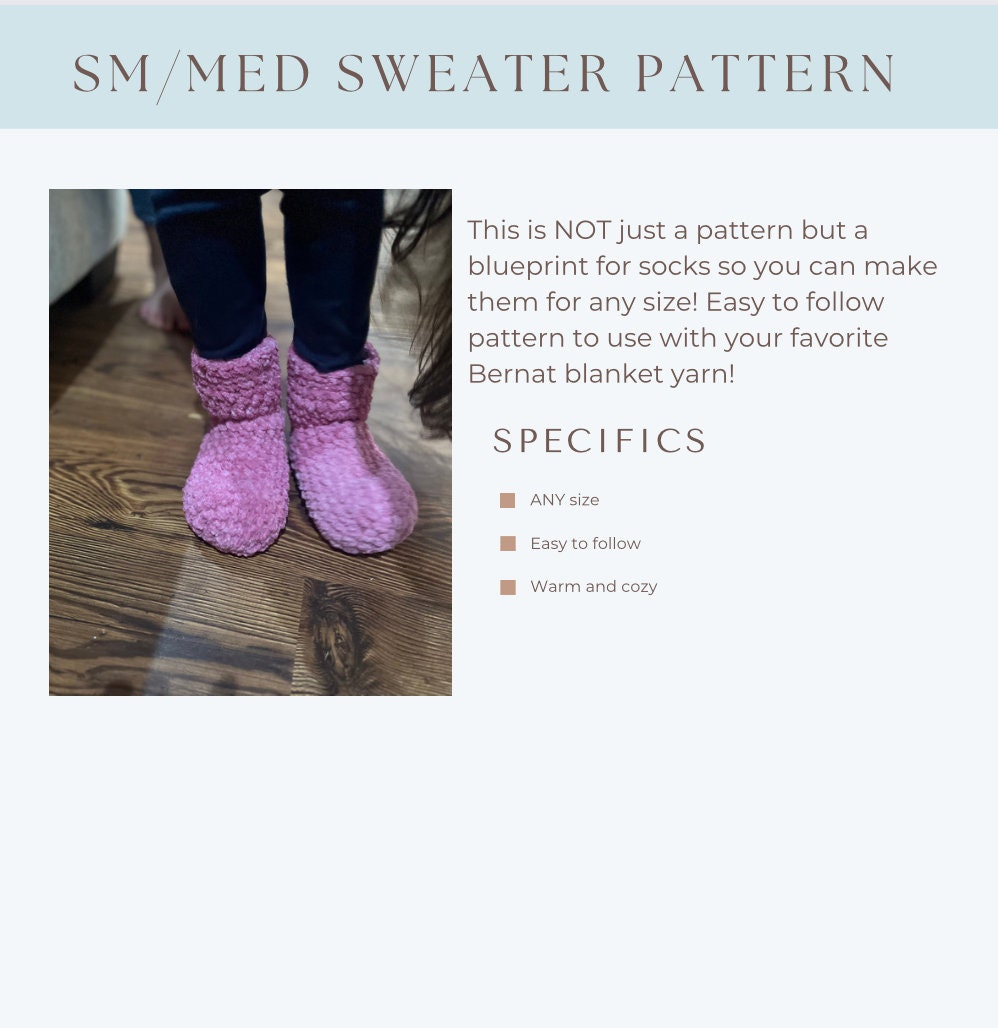 Crochet Sock Pattern, ANY SIZE Easy Socks, Knit Socks, Crochet Socks ...