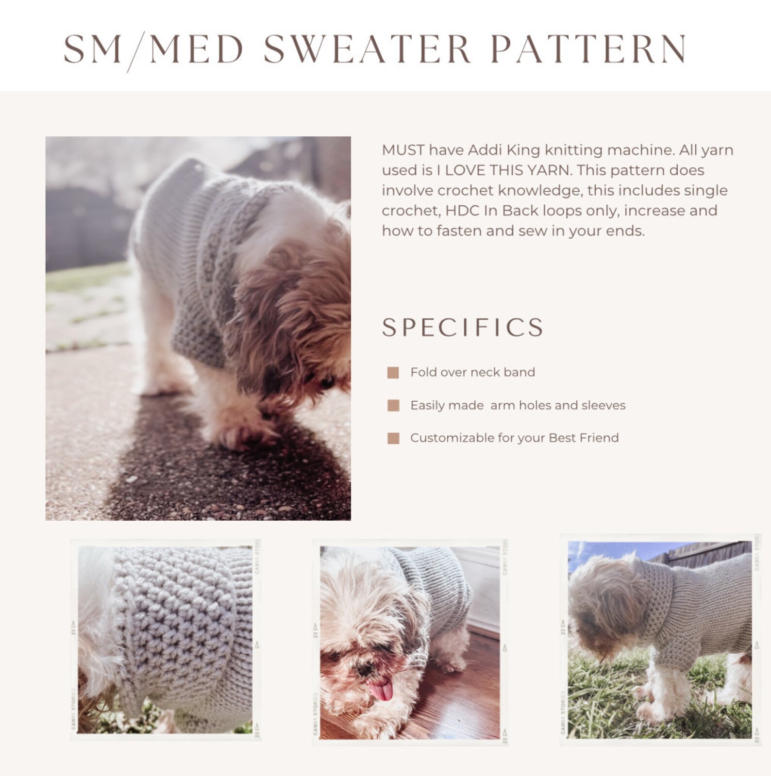 Knitting Machine Dog Sweater Pattern, Thunder Shirt, Dog Sweater, Shih ...