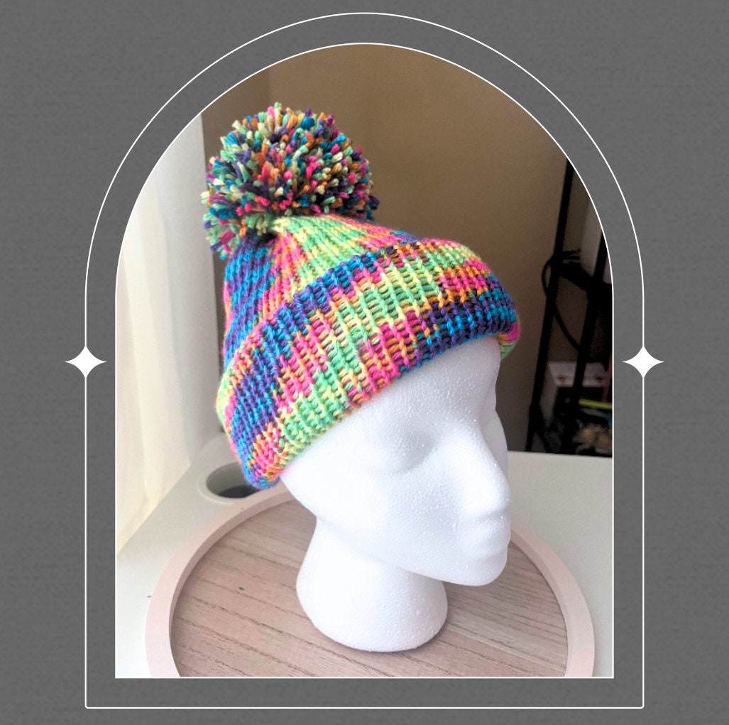 Colorful Beanie Hat, Beanie Pom Pom, Beanies for Kids, Winter Hat, Warm ...