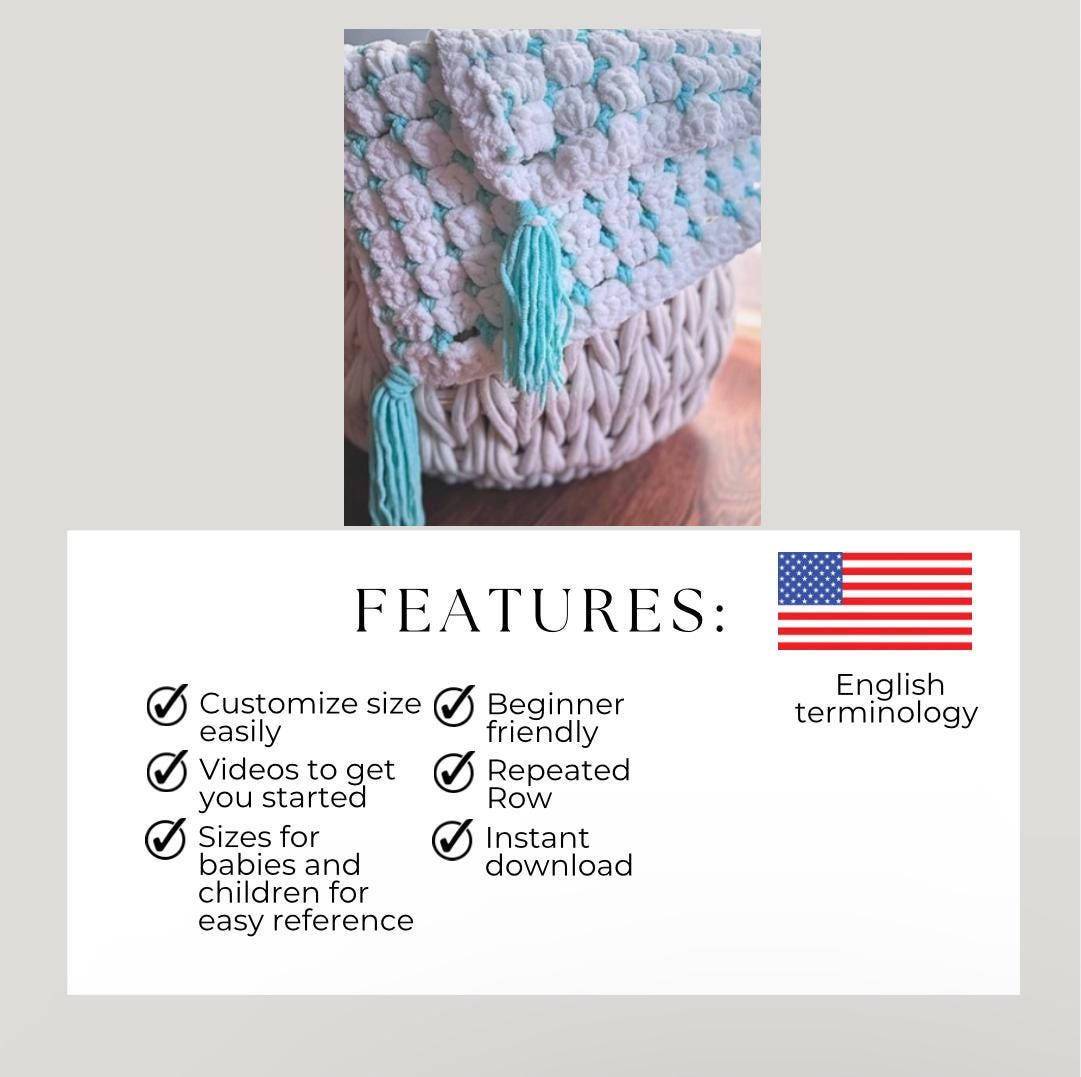 Crochet Baby Blanket Pattern, Crochet Chunky Blanket, Crochet Kid ...