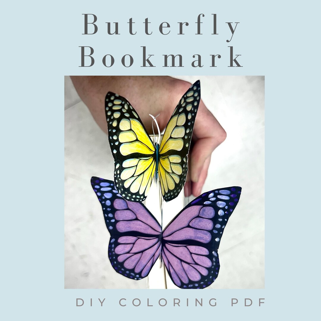 DIY Butterfly Bookmark Coloring PDF, Bookmark Craft, One Page Pdf - Etsy