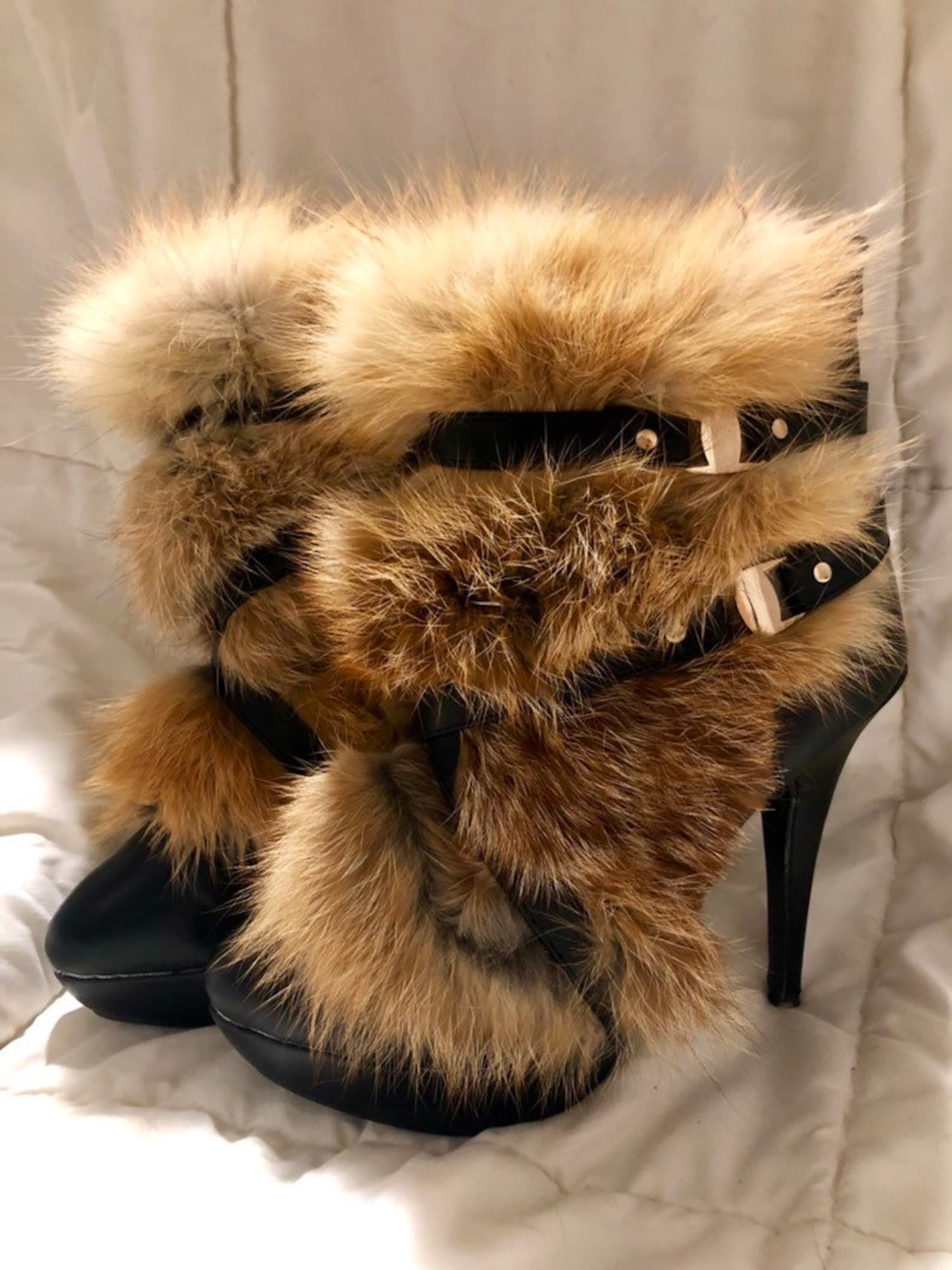 Authentic Fur Trimmed Boots - Etsy
