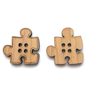 Puzzle Piece Buttons, Wooden Buttons, Laser Cut Wood Buttons, Knitting ...