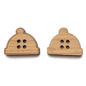 Hat Buttons, Wooden Buttons, Laser Cut Wood Buttons, Knitting Buttons ...