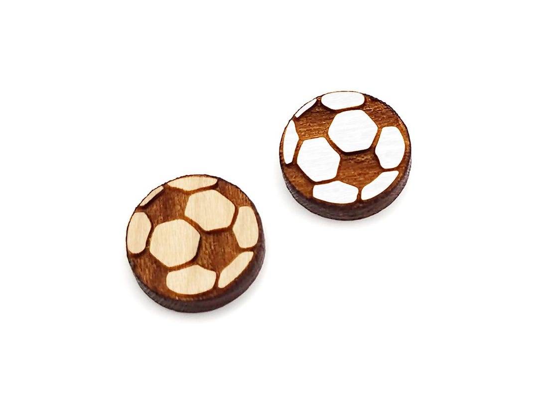 Soccer Ball Wood Stud Earring Blanks, Engraved Jewelry Making & Crafts ...