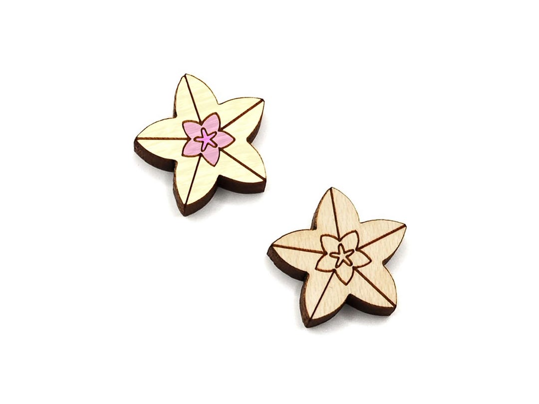 Hoya Flower Wood Stud Earring Blanks, Engraved Jewelry Making Cabochon ...