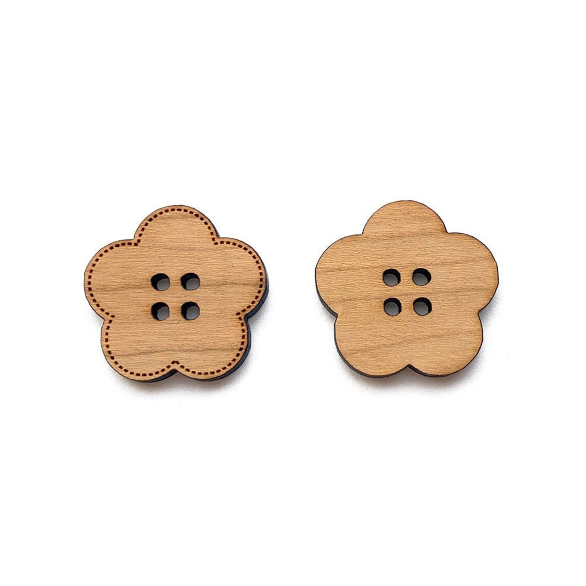 Flower Buttons Wooden Buttons Laser Cut Wood Buttons - Etsy