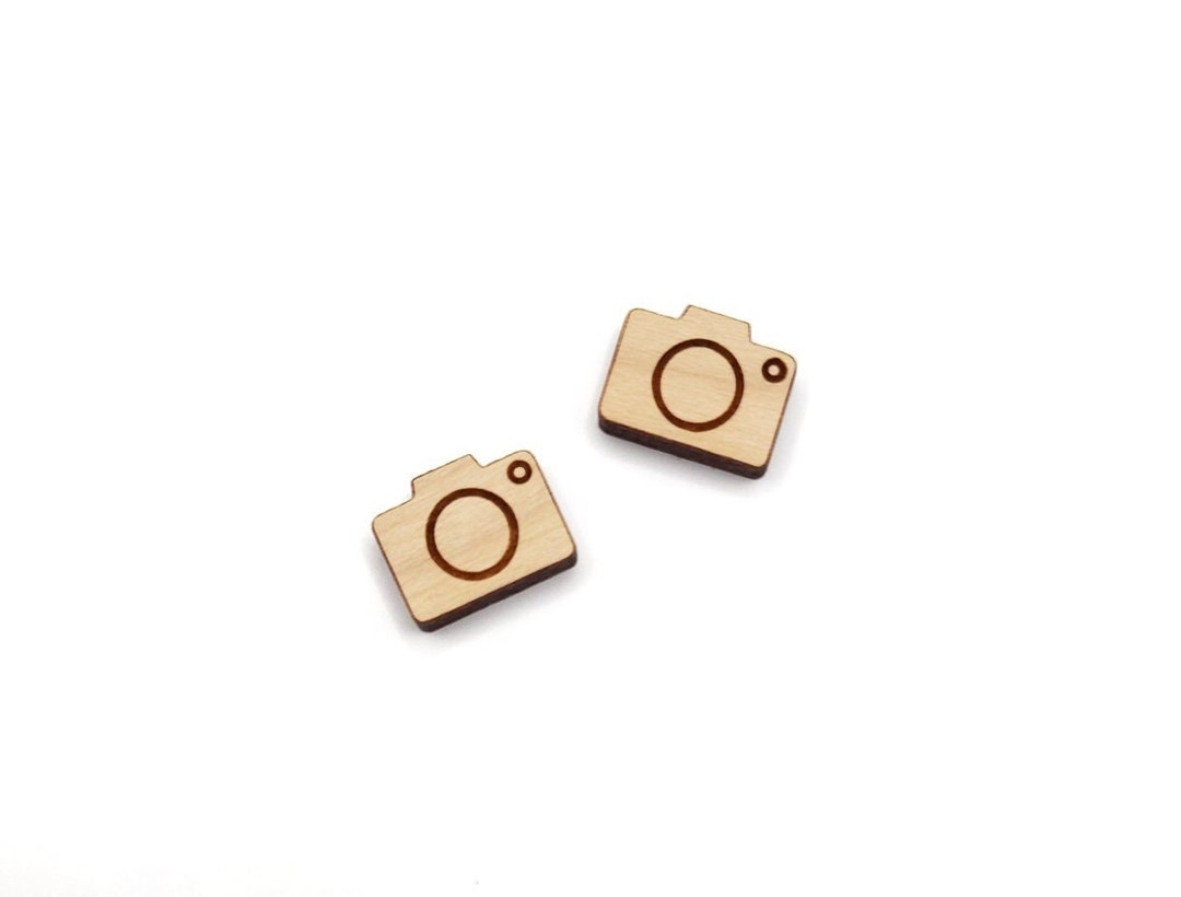 Camera Earring Cabochon Blanks, Engraved Wood Earring Blanks, Small ...