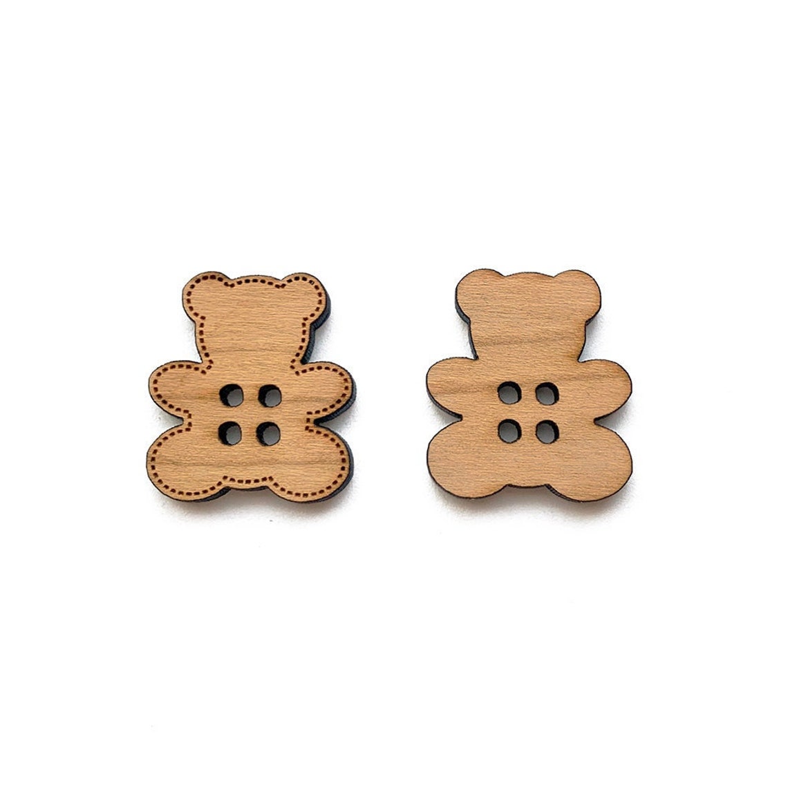 Teddy Bear Buttons, Wooden Buttons, Laser Cut Wood Buttons, Knitting ...