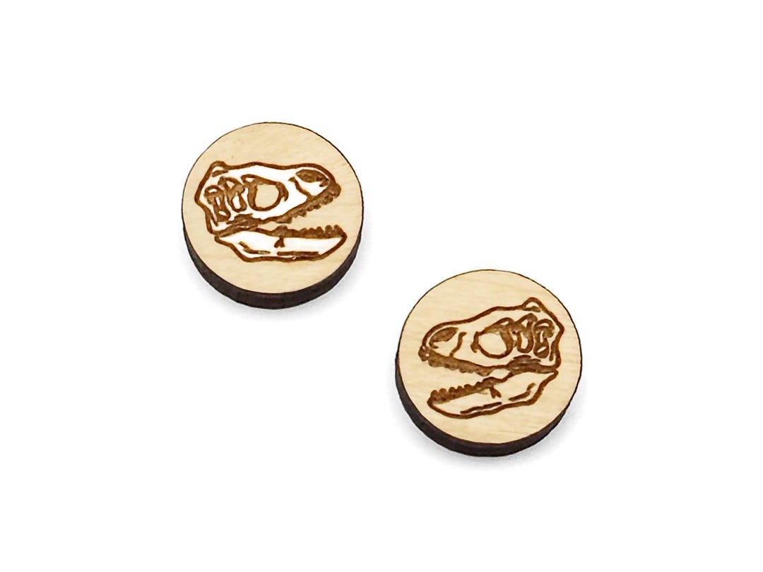Dinosaur Bones Round Wood Cutout Cabochon Stud Earring Blanks, Jewelry ...