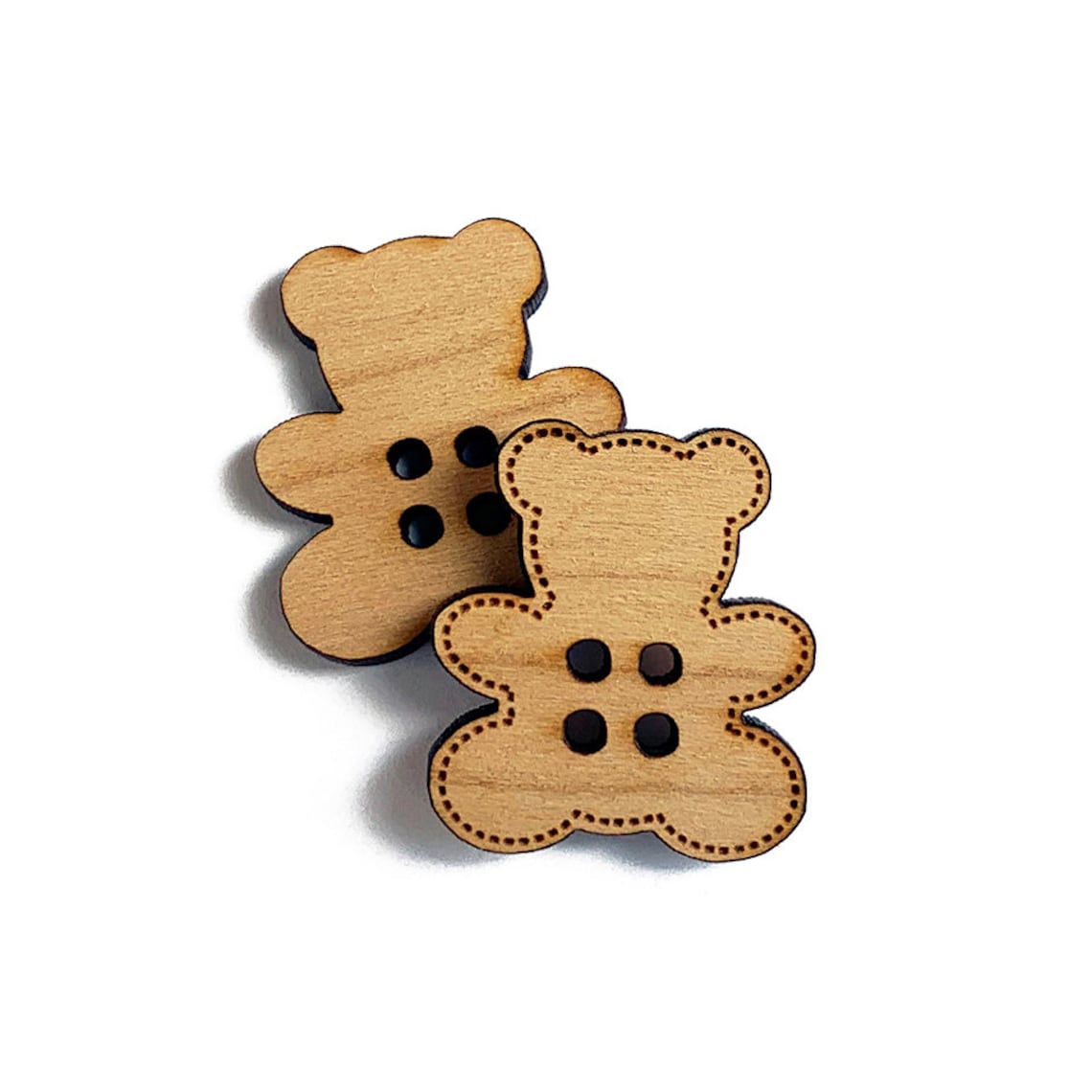 Teddy Bear Buttons, Wooden Buttons, Laser Cut Wood Buttons, Knitting ...