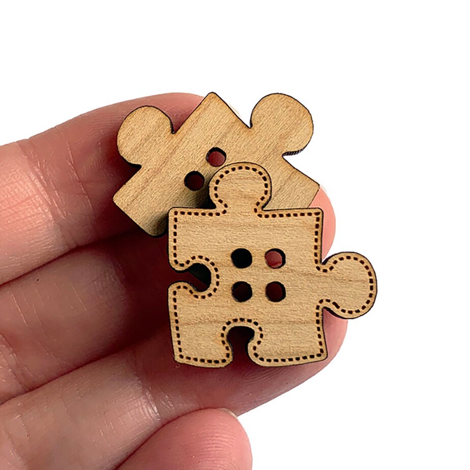 Puzzle Piece Buttons Wooden Buttons Laser Cut Wood Buttons - Etsy