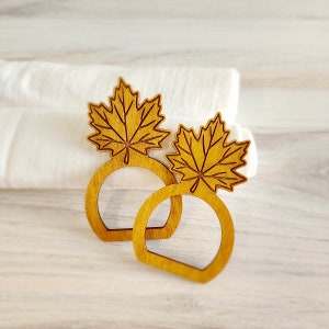 Fall Napkin Rings, Maple Leaf Engraved Fall Napkin Ring Blanks, Wood ...