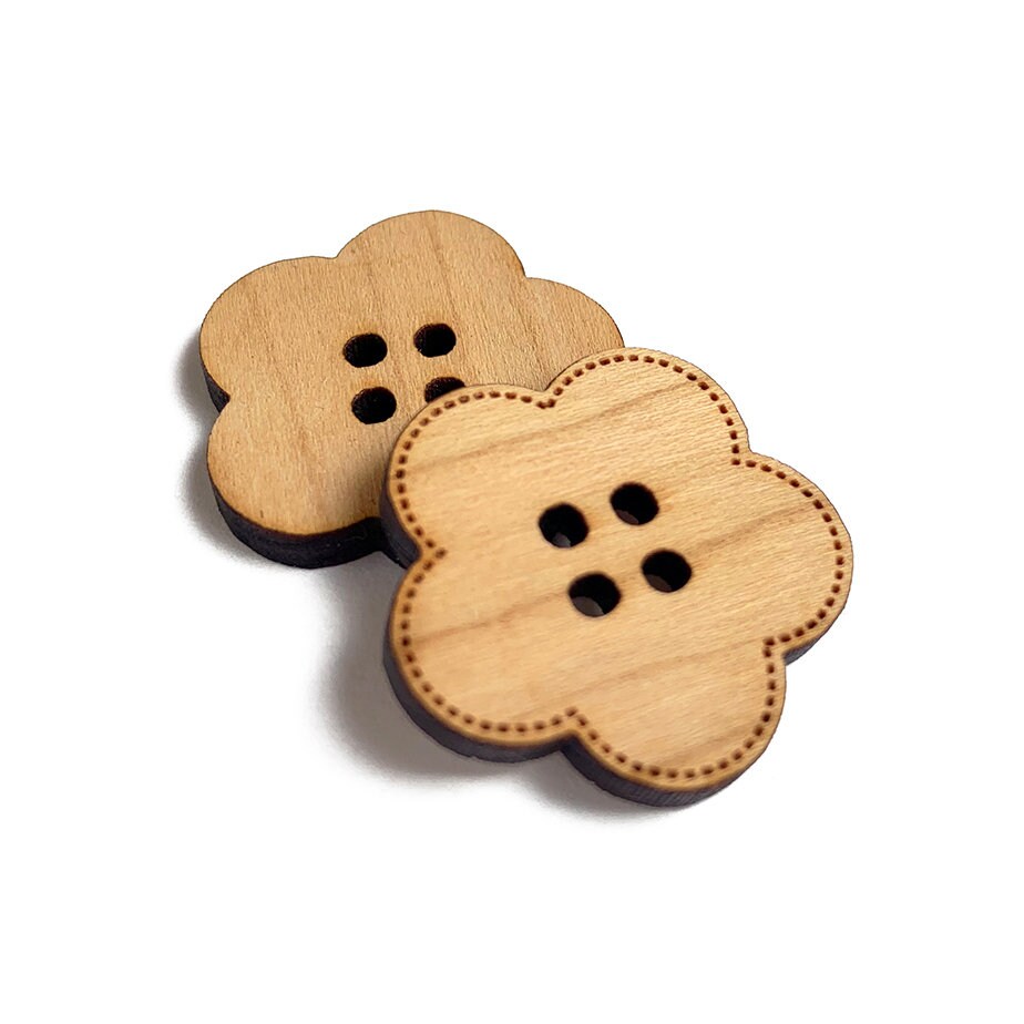 Flower Buttons, Wooden Buttons, Laser Cut Wood Buttons, Knitting ...