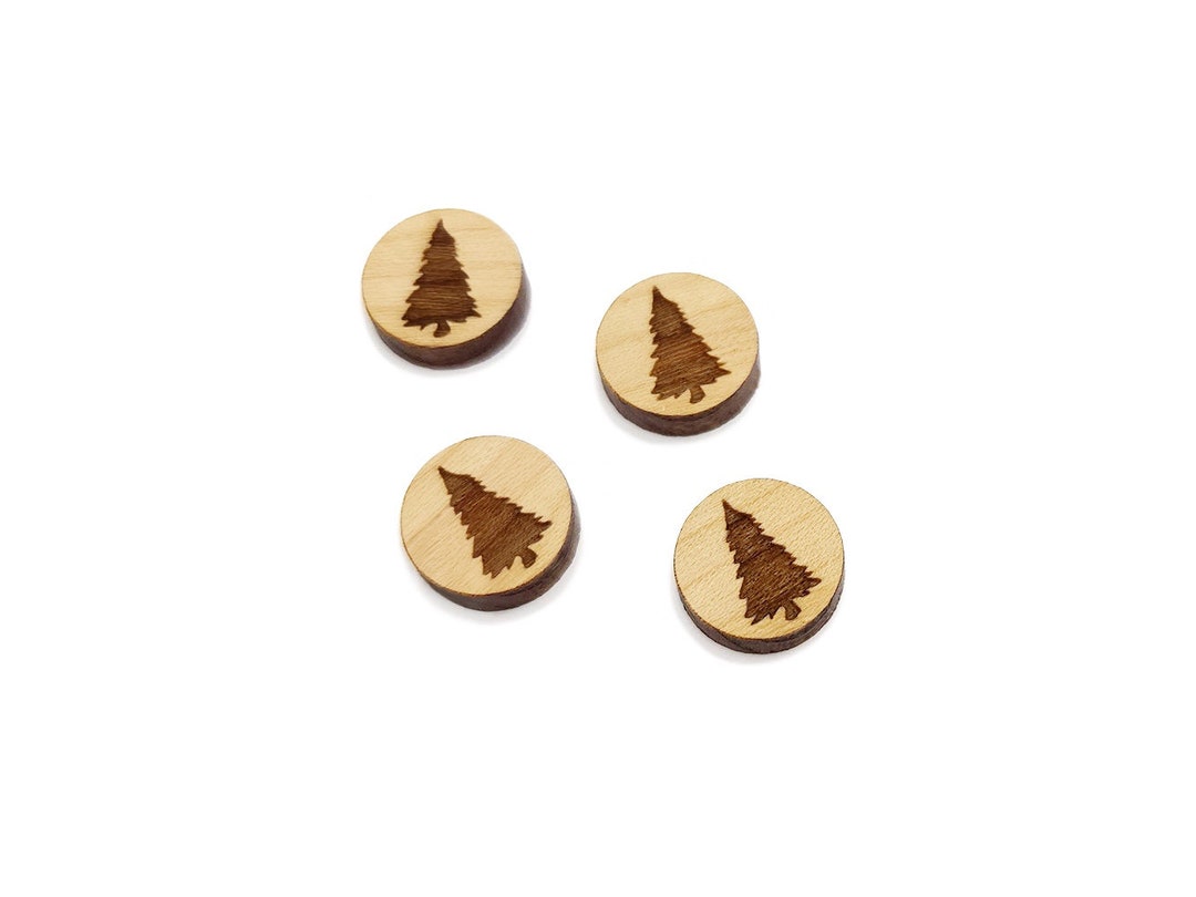 Stud Earring Blanks Pine Tree Round Engraved Wood Jewelry - Etsy