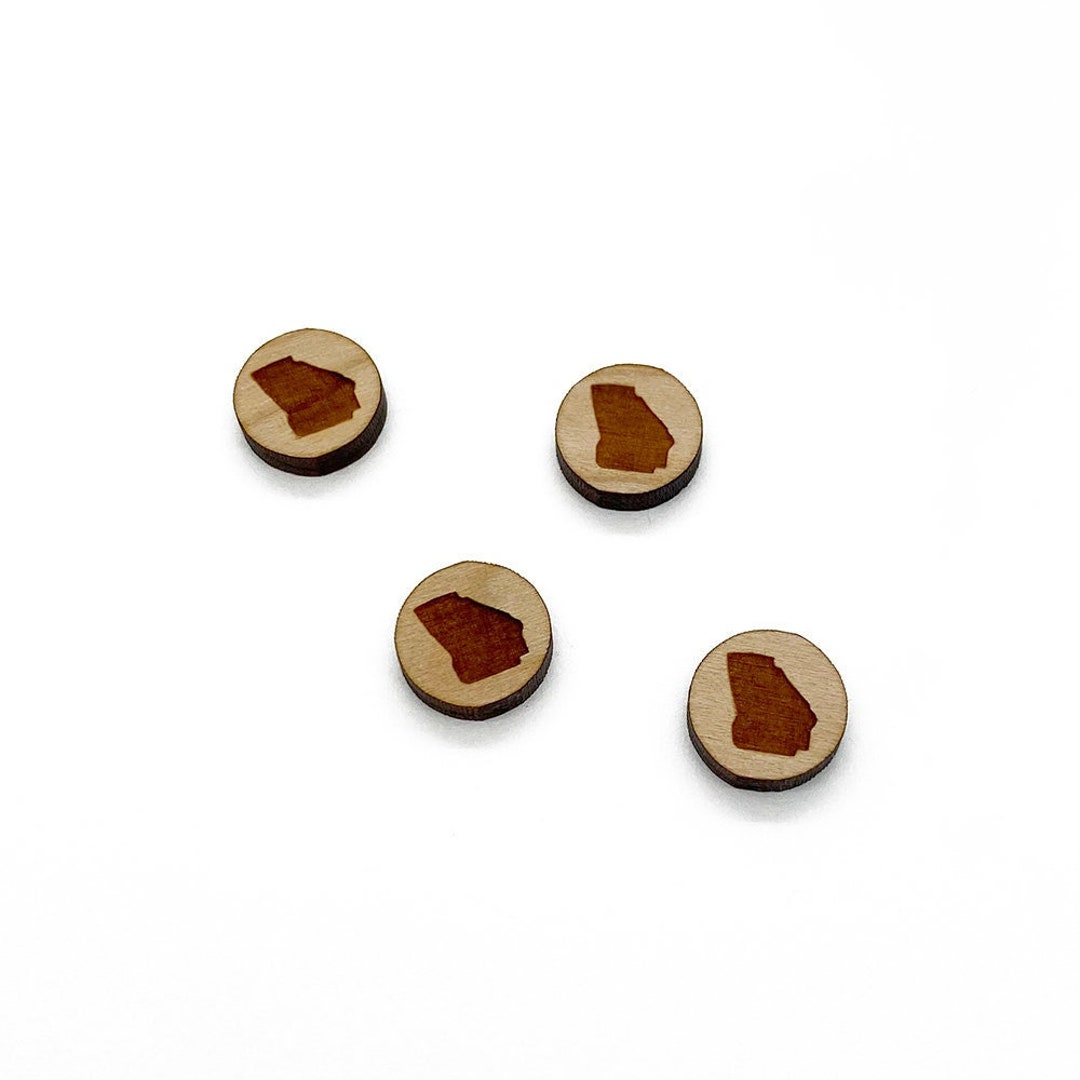 Georgia Silhouette Round Wood Cutout Cabochon Stud Earring Blanks ...