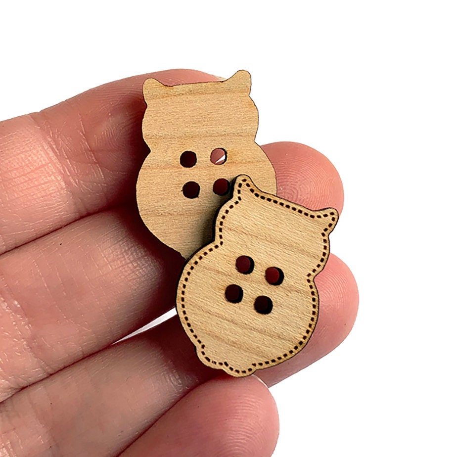 Owl Buttons, Wooden Buttons, Laser Cut Wood Buttons, Knitting Buttons ...