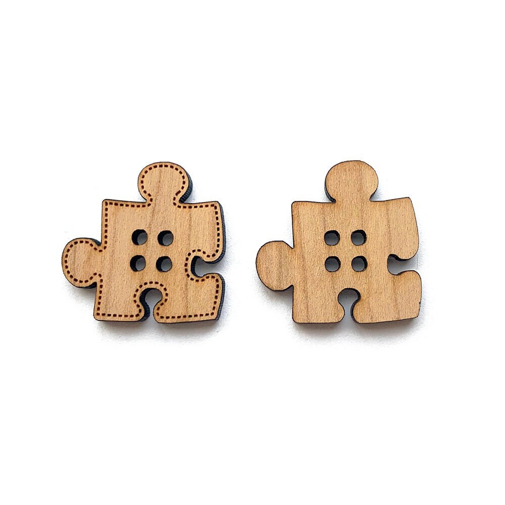 Puzzle Piece Buttons Wooden Buttons Laser Cut Wood Buttons | Etsy