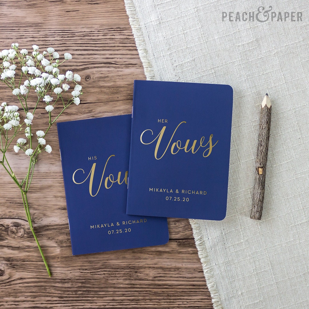 Wedding Vow Books Set of 2 Personalized Wedding Vow Booklets, Bride and ...