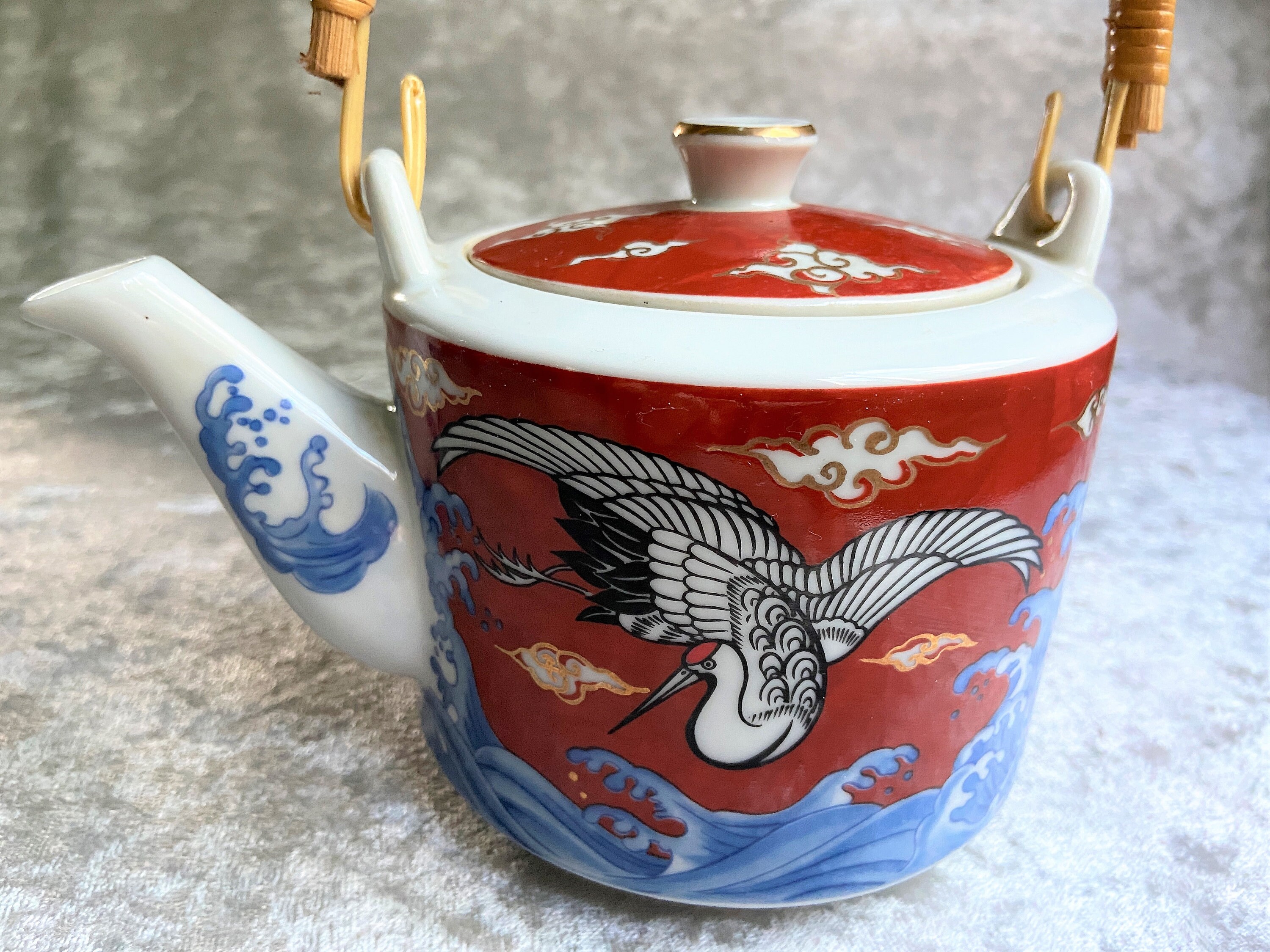 Vintage Asian Crane Ceramic Tea Set - Etsy