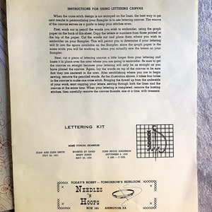 Vintage Cross Stitch Kit, Needlepoint Sampler, Vintage Pattern, Needles ...
