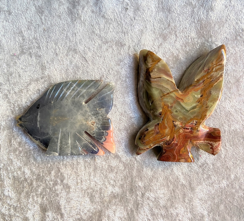 Vintage Carved Stone Bird or Fish, Carved Agate Animals - Etsy