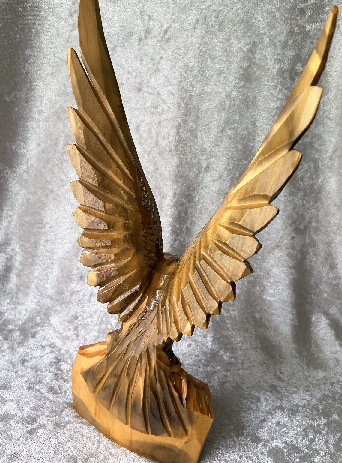 Vintage Carved Wood Eagle Statue Etsy