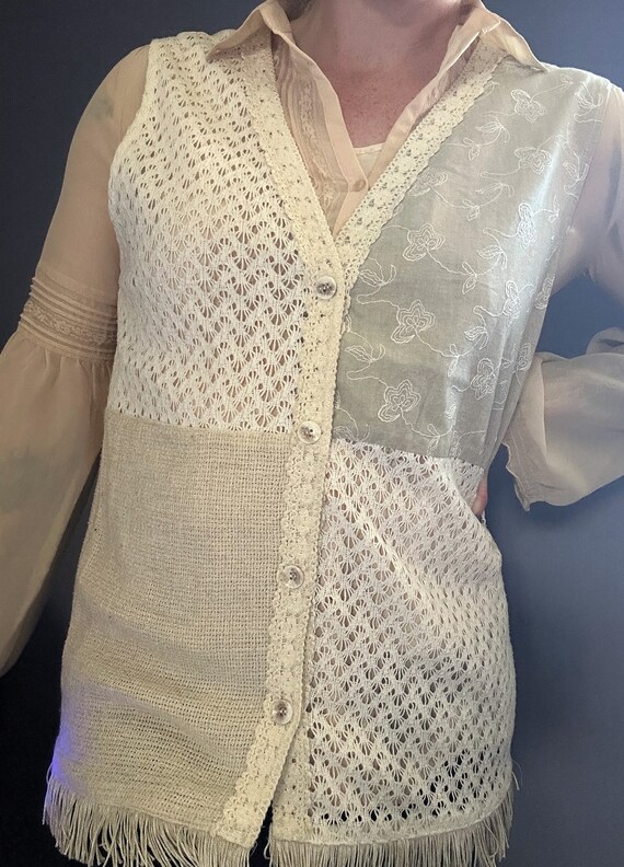 Vintage Cottagecore Long Vest, 1990s Vest - Gem