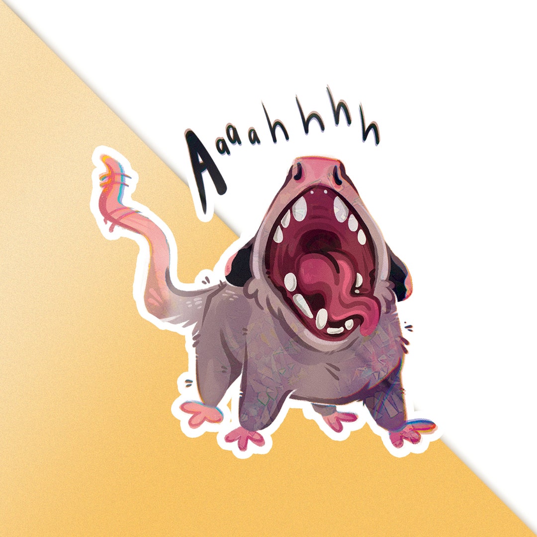 Cute Screaming Opossum Holographic Sticker Funny Meme Gift - Etsy