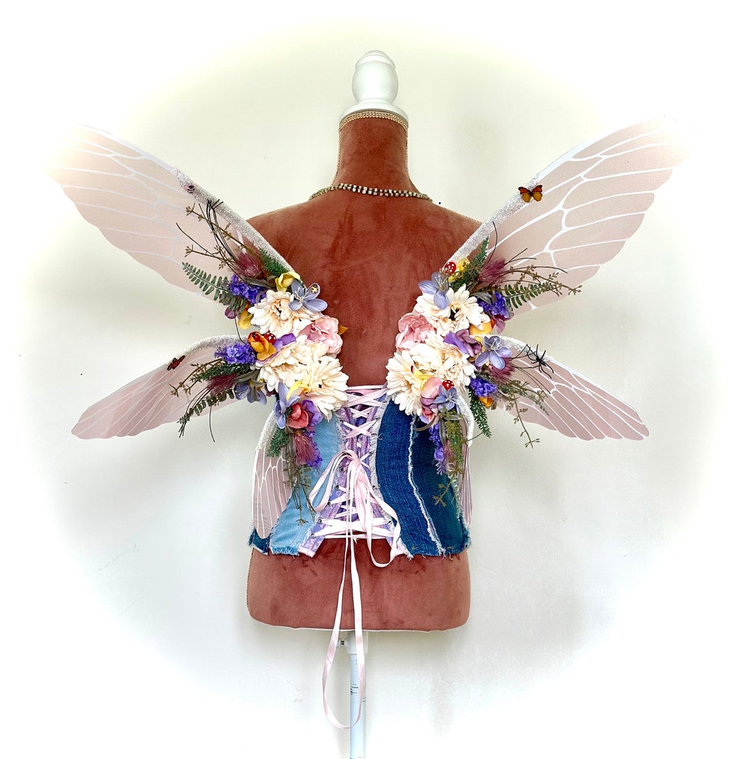 Pink and White FAIRY WINGS, Faerie Wings, Adult Wings, Posable Wings ...