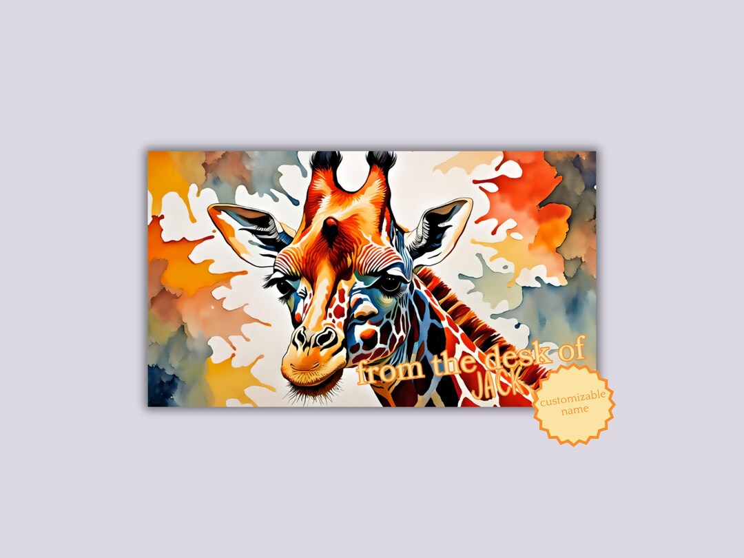 Printable Personalized Giraffe Notecard, Custom Stationery From the Desk Of, Digital Download - Etsy
