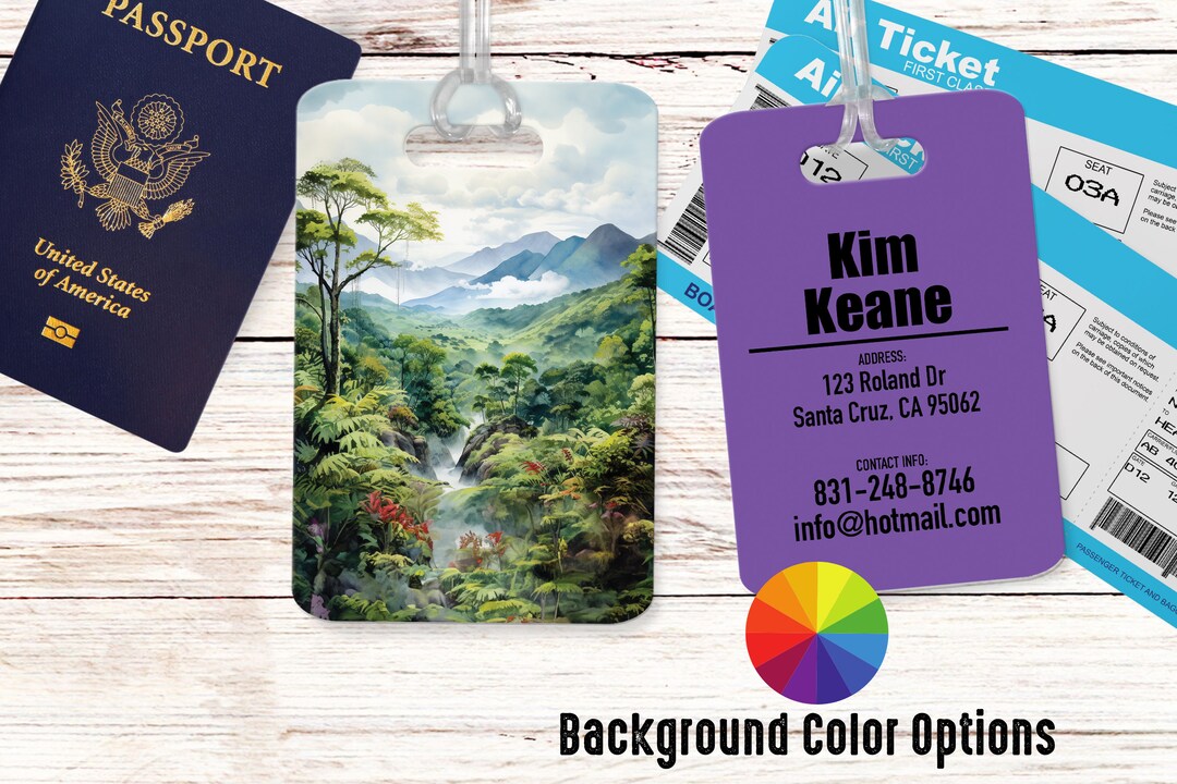Custom Tropical Rainforest Luggage Tag - Personalized Travel Bag Tag ...