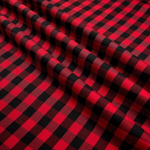 Red & Black Buffalo Plaid Fabric by the Yard Cotton, Burly Beavers ...