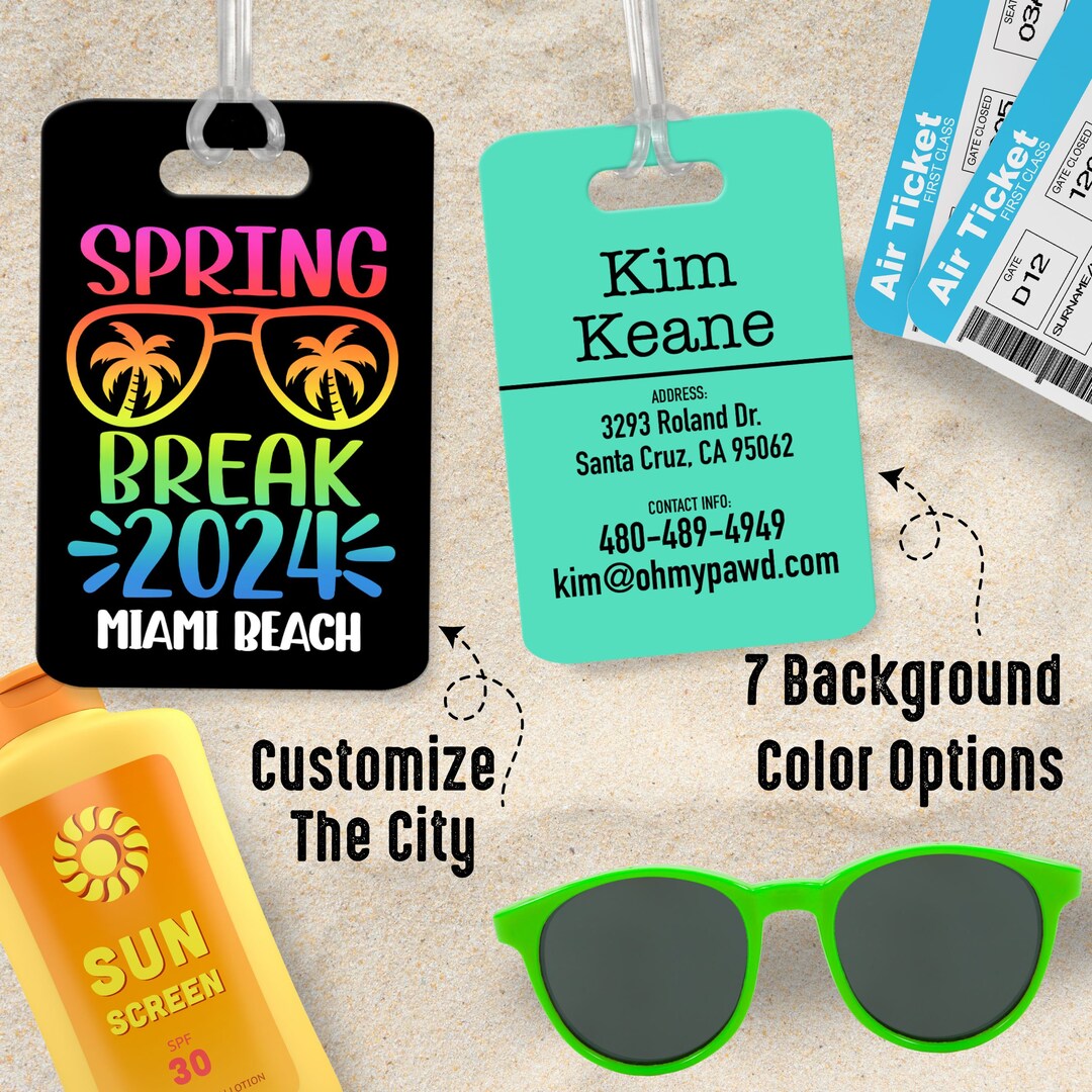 Personalized Miami Beach Florida Luggage Tag for Bag, Kids' Spring ...