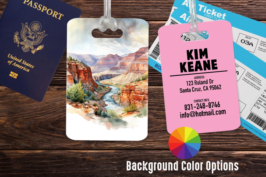 Custom Grand Canyon Luggage Tag Personalized, Cute Bag Identification ...