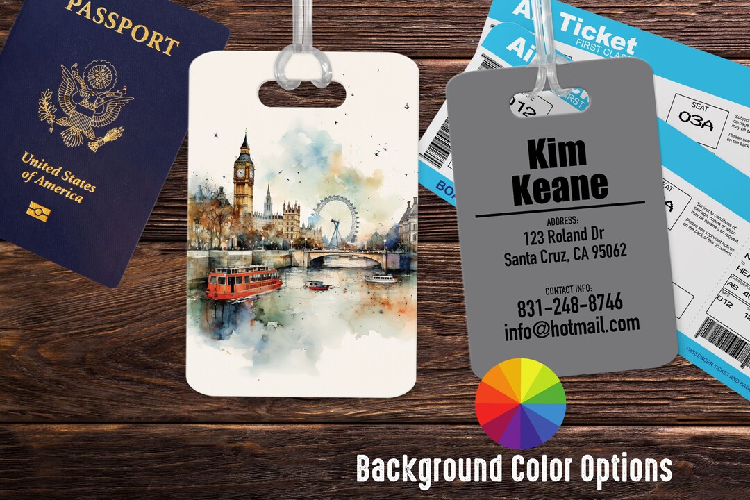 Personalized London Luggage Tag – Big Ben & London Eye Travel ID Tag ...