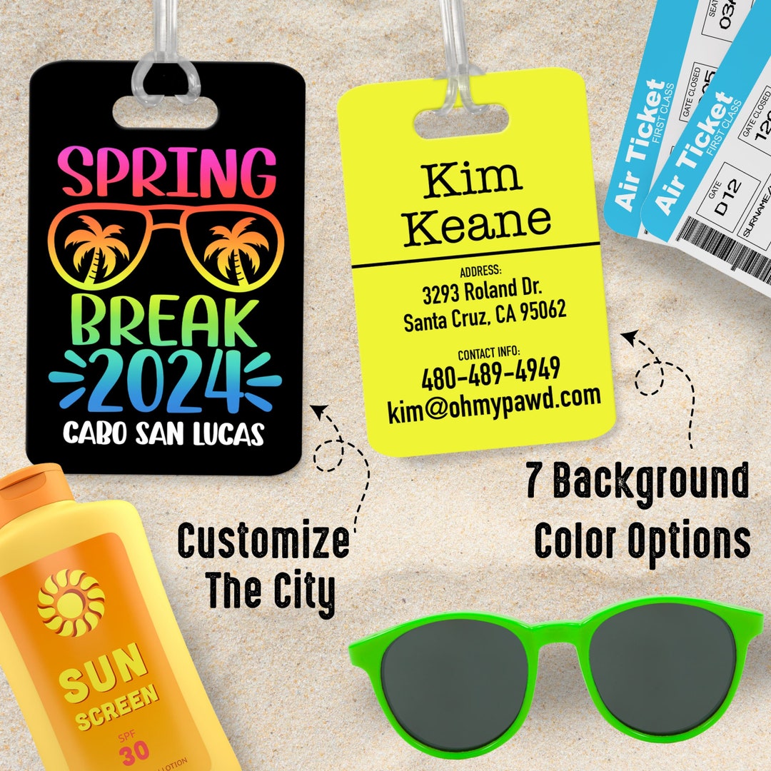 Personalized Spring Break 2024 Luggage Tag, Custom Cabo San Lucas Girls ...