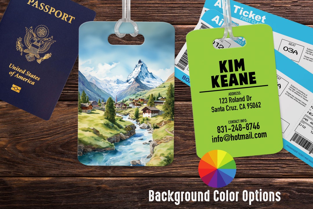 Switzerland Luggage Tag – Personalized Travel Bag ID With Swiss Alps ...