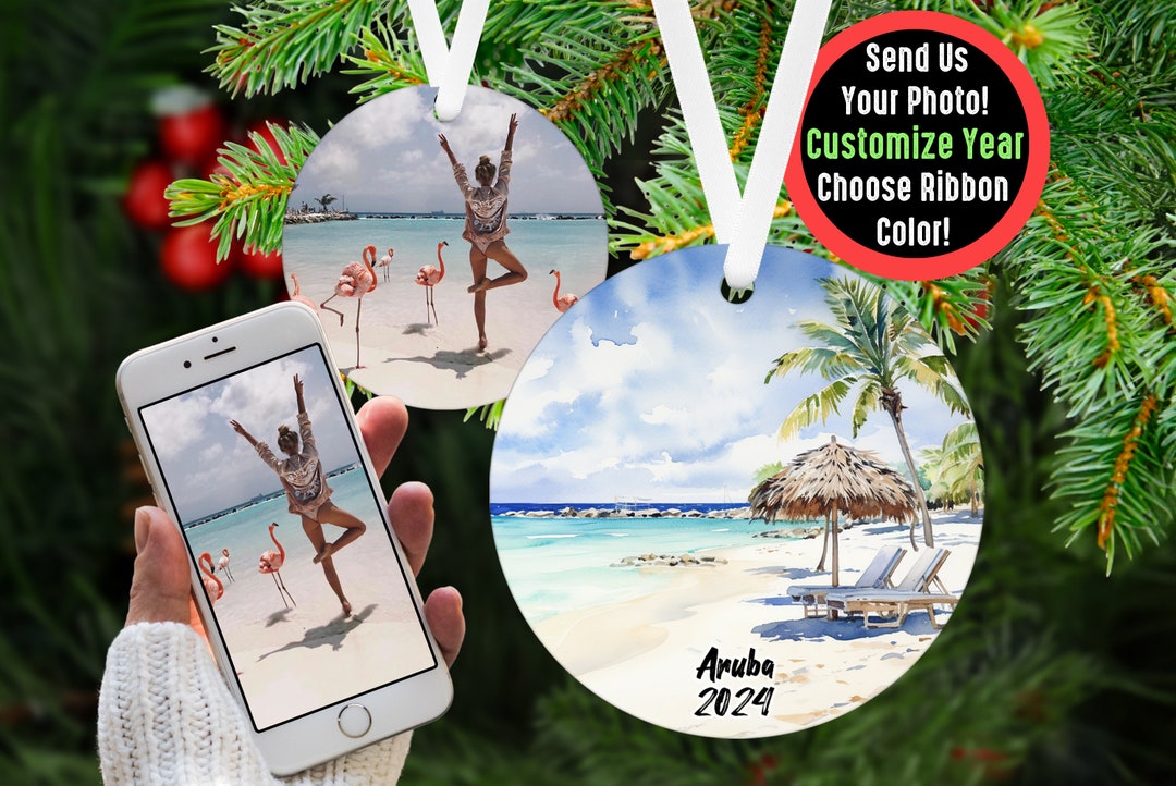 Personalized Aruba Ornament, Custom Beach Vacation Keepsake, Flamingo ...