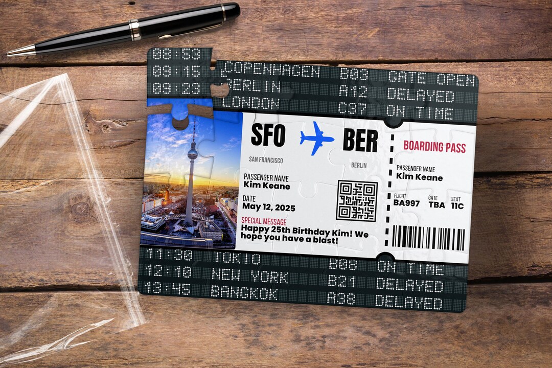 Personalized Boarding Pass Puzzle - Custom Travel Surprise Gift Trip ...