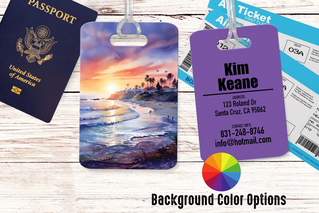 Santa Cruz California Luggage Tag - Custom Beach Travel ID Tag ...