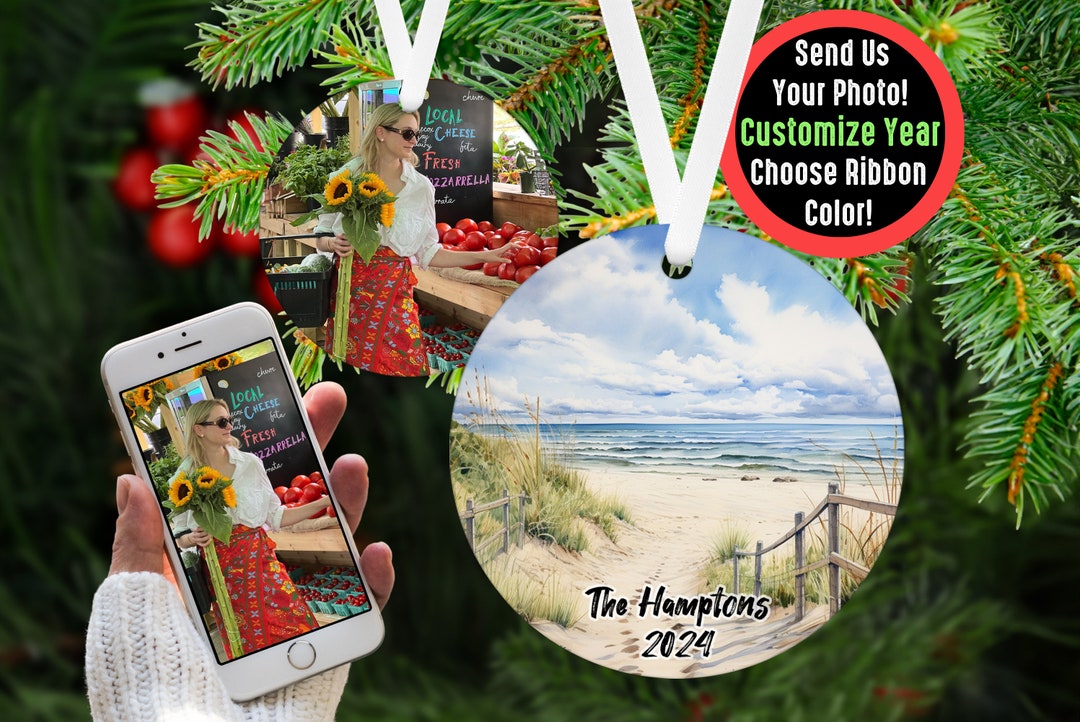 Custom Hamptons Beach Ornament, Personalized Coastal Christmas Decor ...