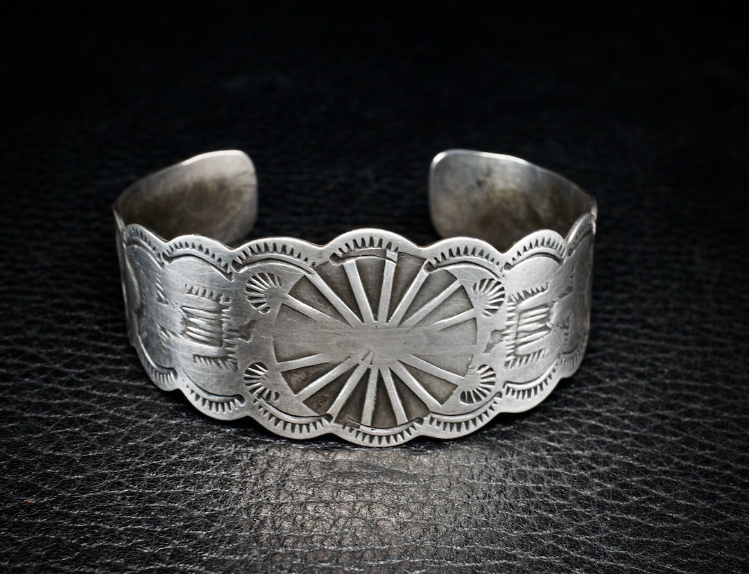 Old Native American Navajo Stamped Sterling Silver Bracelet - Etsy