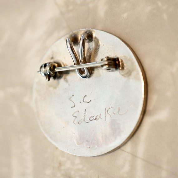 Vintage Zuni Blue Jay Turquoise Inlay Sterling Silver… - Gem