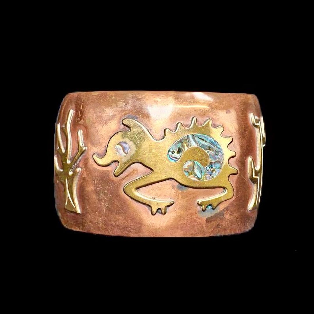 Vintage Abalone Copper and Brass Aztec Cuff Bracelet Mexican Jewelry - Etsy