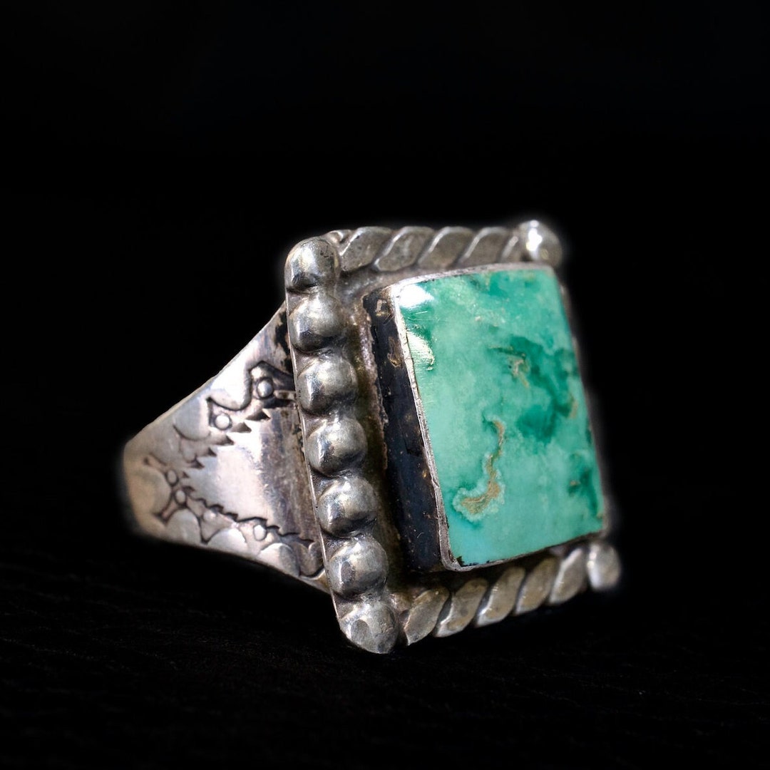 Vintage Native American Navajo Turquoise Sterling Silver Ring - Etsy